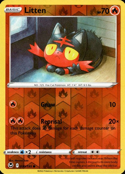 Litten 030195 Silver Tempest Reverse Holo Card Cavern Trading