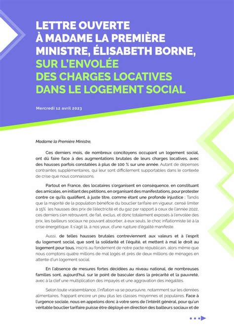 Lettre Ouverte à Madame La Première Ministre Est Ensemble Habitat