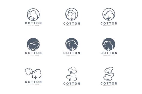 Premium Vector Cotton Logo Soft Cotton Flower Design Vector Natural Organic Plants Apparel