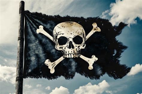 Una Bandera De Calavera Y Huesos Cruzados Con Un Pirata Negro En Ella