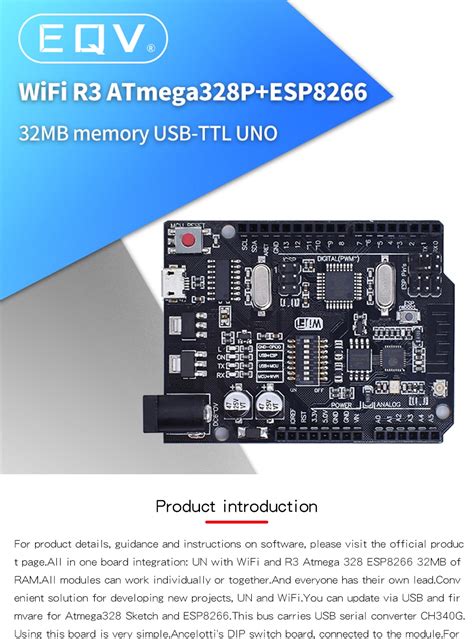 UNO R3 WiFi ATmega328P ESP8266 32Mb Memory USB TTL CH340G For