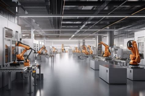 Advanced Robotic Assembly Line With Robots Performing Delicate And Precise Tasks Stock Image
