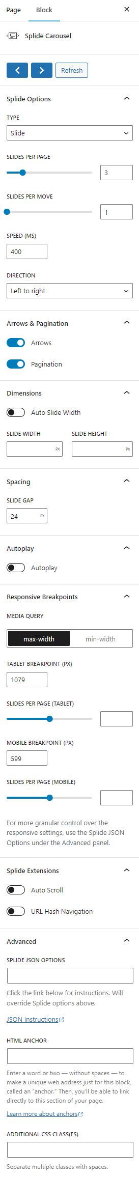 Splide Carousel Block Wordpress Plugin