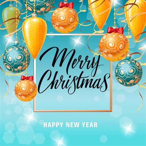 Carte De Noël Et Du Nouvel An Avec Des Boules Vecteur Gratuite