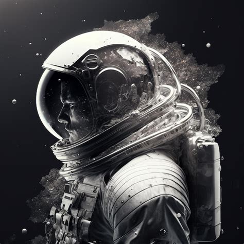 Premium Ai Image Generative Ai Black And White Astronaut Floating