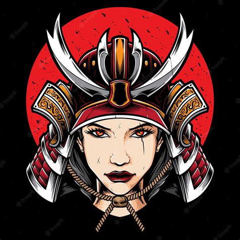 Ilustración De Chica Samurai Vector Premium