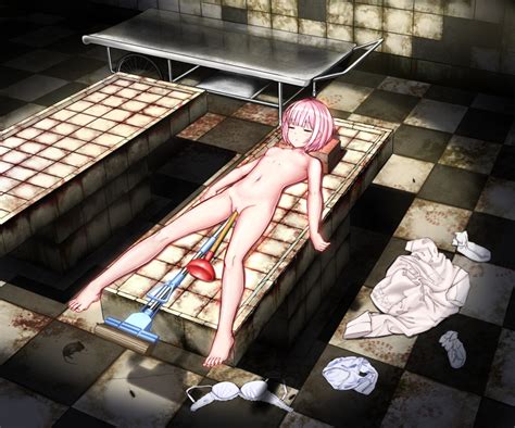 Wocheng Artist Absurdres Highres 1girl Autopsy Autopsy Table Bra Breasts Checkered