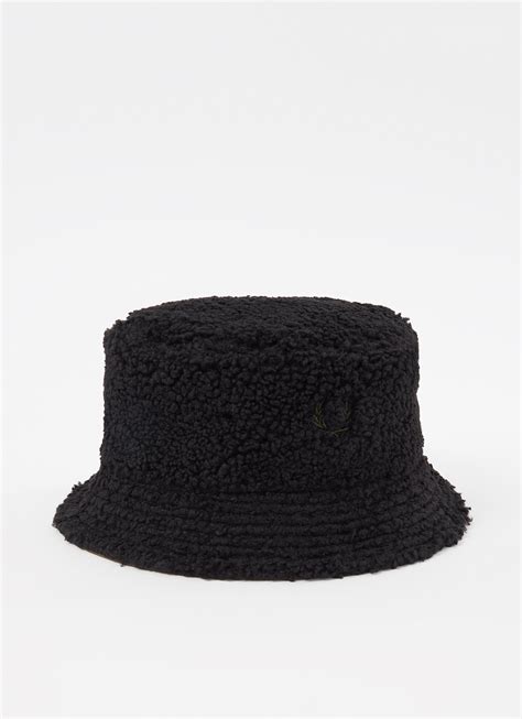 Fred Perry Reversible Bucket Hoed Van Teddy Met Logo • Zwart • De Bijenkorf