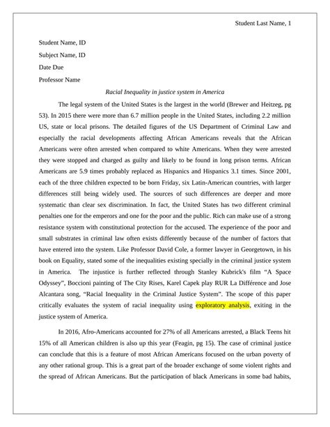 Racial Inequality And Justice System In America A Report
