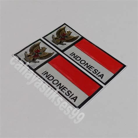 Sticker Mobil Timbul Emblem Bendera Merah Putih Garuda RI Segi 4 Stiker