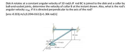 Solved Disk A Rotates At A Constant Angular Velocity Of Chegg