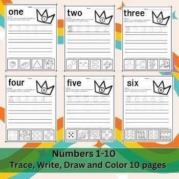 Numbers 1 10 Trace Write Draw And Color By LazyPup Shop TPT