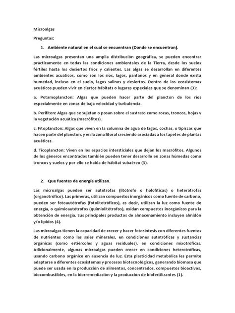 Microalgas Pdf Nutrientes Metabolismo