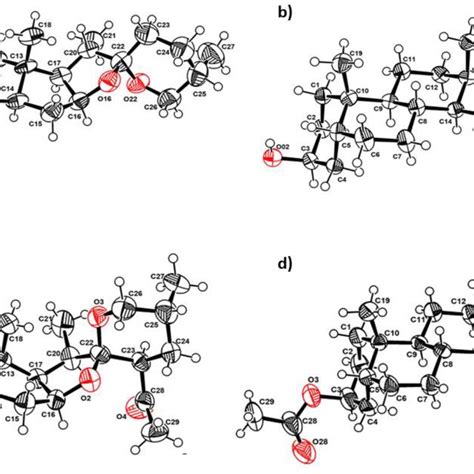 Ortep Diagrams For Compounds A 16 B 4 C 15 And D 17 With