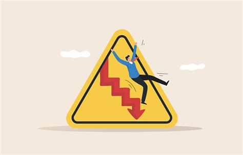 투자 위험 주식 시장 또는 암호 해독의 변동성 경제 인플레이션 위기 연준 기금 금 석유 전쟁 사업가가 아래쪽 화살에서 떨어졌다 충돌 사고에 대한 스톡 벡터 아트 및 기타