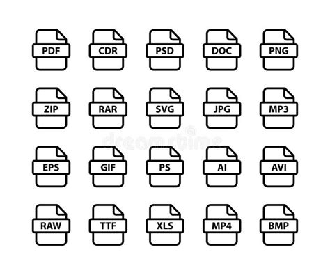File Type Icon Set Files Format And Document Icon In Flat Style Design Set Of Document File