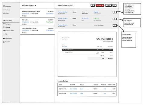 Zoho Inventory Wireframe