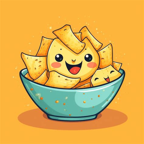 Premium Photo Cute Cartoon Bowl Of Tortilla Chips