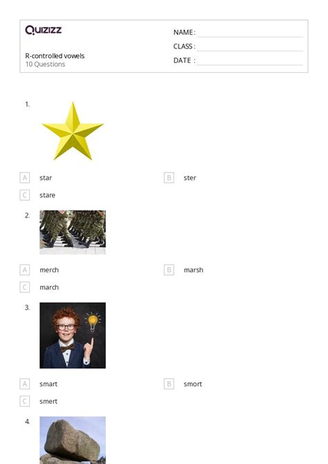50 R Controlled Vowels Worksheets For 1st Class On Quizizz Free
