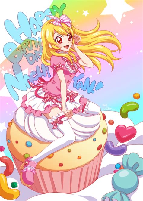 Safebooru Aikatsu Blonde Hair Blush Cupcake Dress Frills Happy