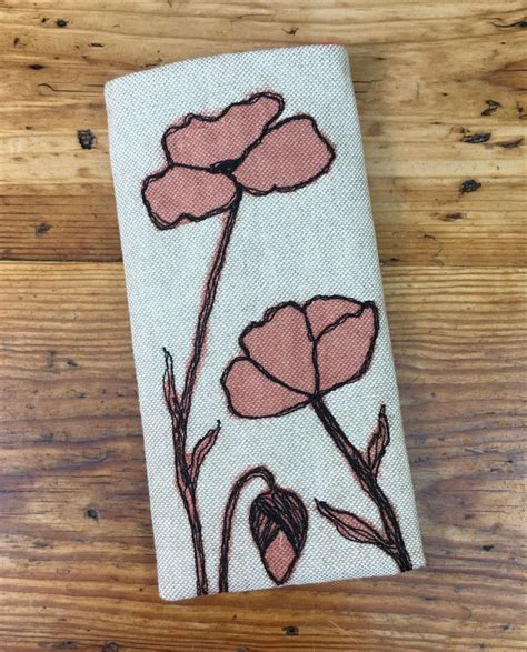 Glasses Case Red Poppies Embroidered Linen Fa Folksy