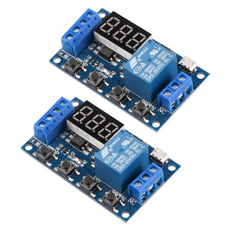 Amazon co jp FORIOT 個 MircoUSB VタイマーリレーDC VプログラマブルサイクルディレイタイマースイッチモジュールデジタルLEDディスプレイ付き