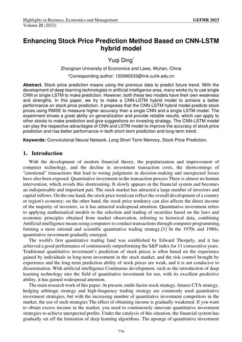 Pdf Enhancing Stock Price Prediction Method Based On Cnn Lstm Hybrid