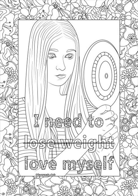 Girl And Mirror Printable Adult Coloring Page From Favoreads Etsy