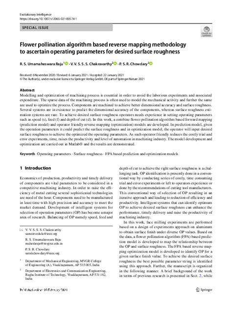 Pdf Flower Pollination Algorithm Based Reverse Mapping Methodology To