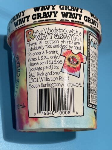 Vintage 1994 Ben And Jerrys Wavy Gravy Ice Cream Container 1 Pint Tie Dye Shirt 4607017929