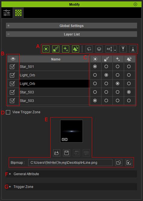 The User Interface For Lens Flare Layers