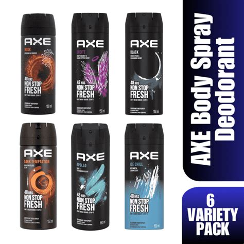 Axe Body Spray Deodorant Variety Pack 6 Pack Assorted Scents 150 Ml