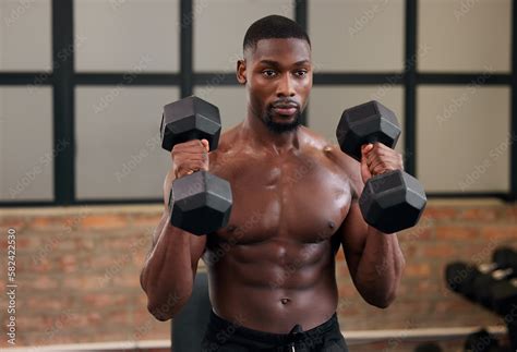 Black Man Weight Training And Fitness Of A Athlete Doing Power Lifting