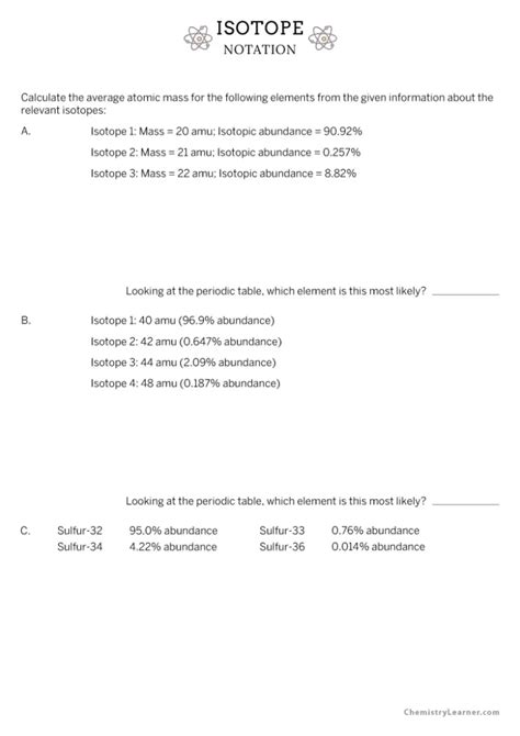 Isotope Worksheet
