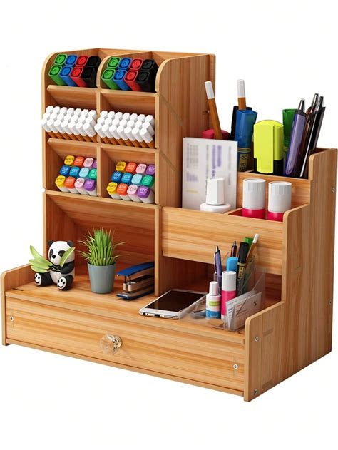 Organizador De Escritorio Con Cajón Para Oficina Madera Multiusos Desk Organization Desk