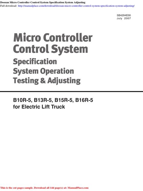 Doosan Micro Controller Control System Specification System Adjusting Pdf