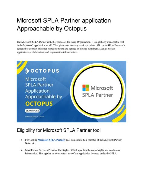 Ppt Microsoft Spla Partner Application Approachable By Octopus Cloud
