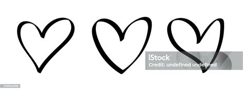 흰색 배경에 고립 된 하트 실루엣의 벡터 세트입니다 사랑의 상징 손으로 그린 만화 스타일 2월에 대한 스톡 벡터 아트 및 기타 이미지 Istock