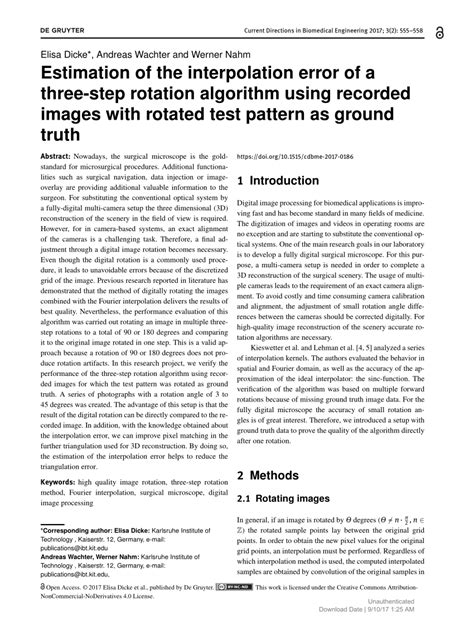 Pdf Estimation Of The Interpolation Error Of A Three Step Rotation