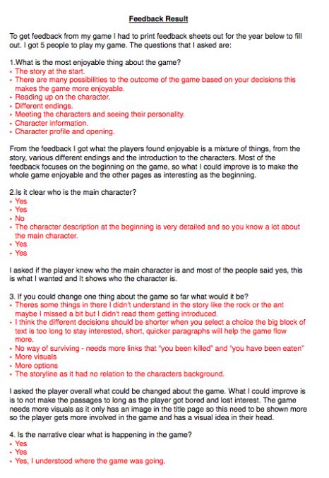 Feedback Results Twine Connorcrawfordwork