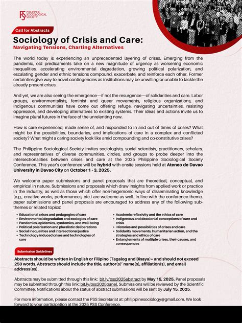 2025 Pss International Conference Call For Abstracts Philippine Sociological Society