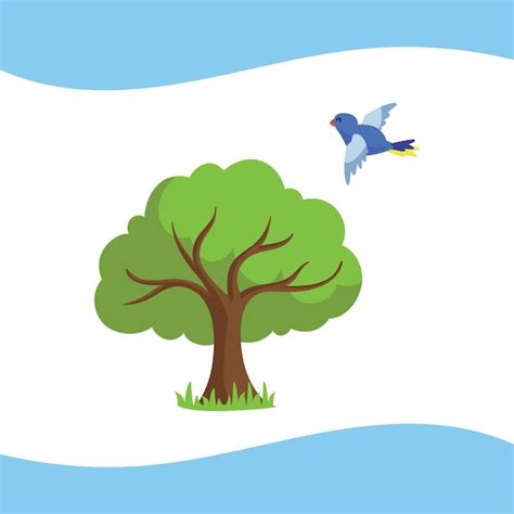 Premium Vector Illustration Of A Tree With A Blue Bird Near That