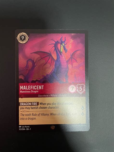 Disney Lorcana Maleficent Monstrous Dragon Cold Foil Nm Hobbies And Toys Toys And Games On Carousell