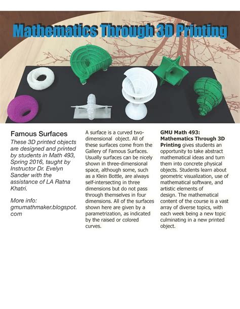 gmu math makerlab surfaces from the gallery of famous surfaces