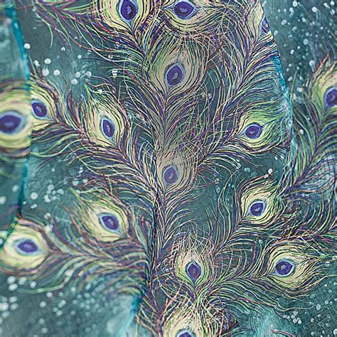 1x16m Mesh Fabric Cloth Peacock Feather Pattern Diy Sewing Dress Material Craft Ebay