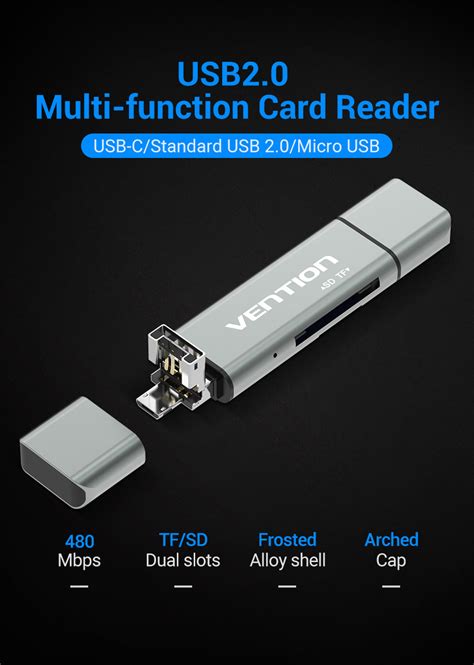 Buy The Vention Ccjh0 Usb 2 0 Multi Function Card Reader Gray Ccjh0