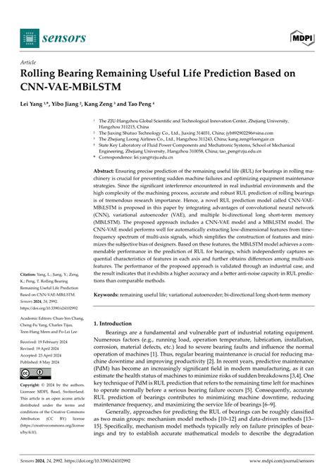 Pdf Rolling Bearing Remaining Useful Life Prediction Based On Cnn Vae