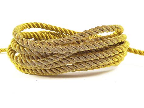 3 5mm Metallic Antique Gold Twisted Rayon Satin Rope Silk Braid Cord