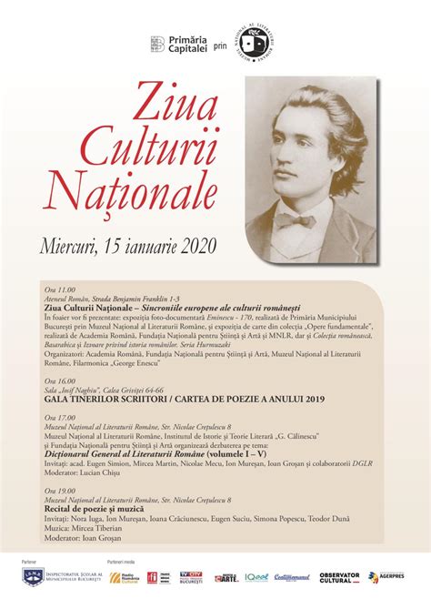 Ziua Culturii Naționale Miercuri 15 ianuarie 2020