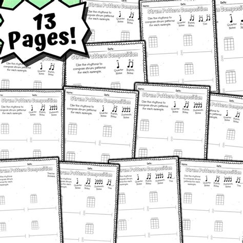 Ukulele Strumming And Rhythm Composition Worksheets Etsy